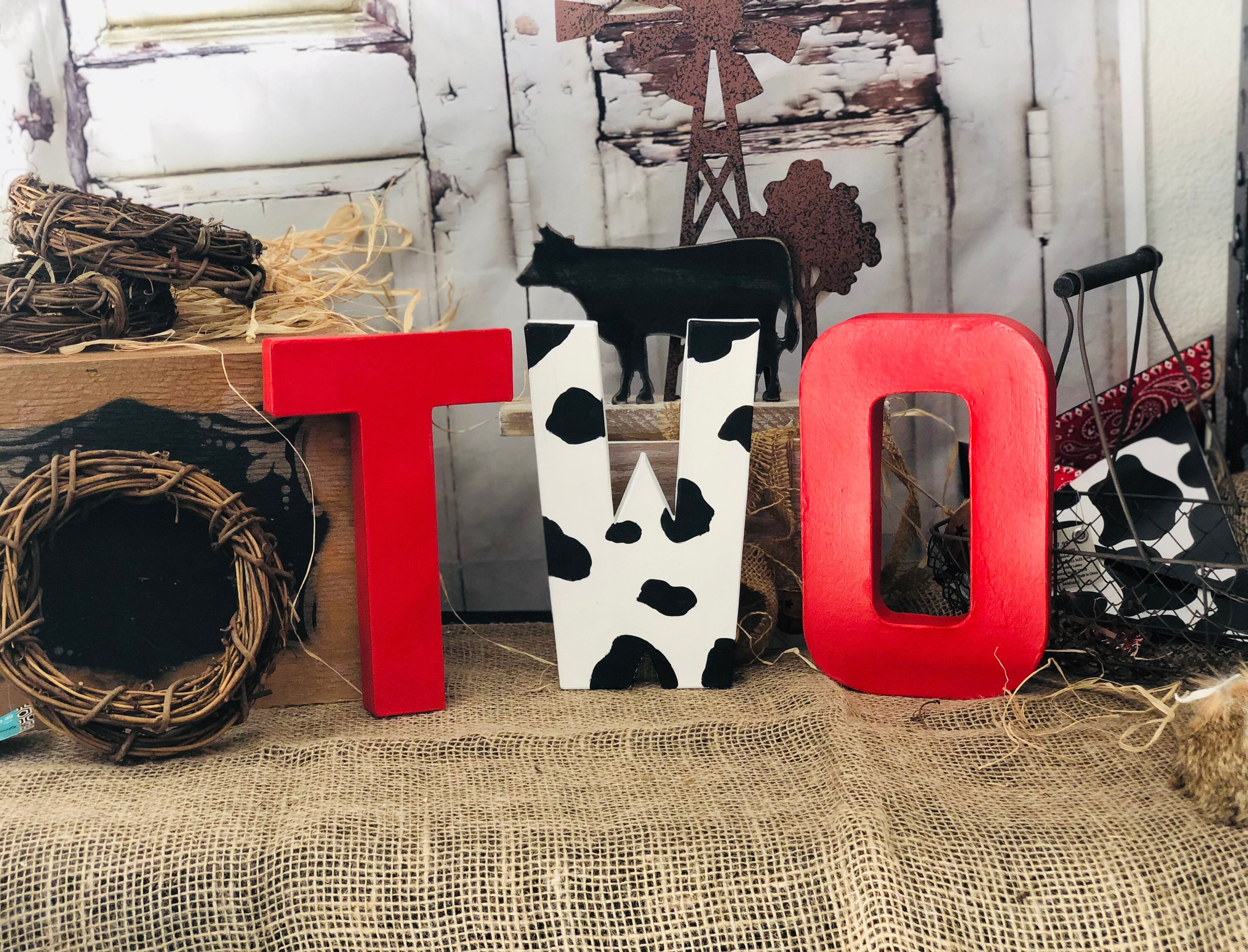 Cowboy/cowgirl Birthday Party Paper Mache Letters Cow Theme Party Photo ...