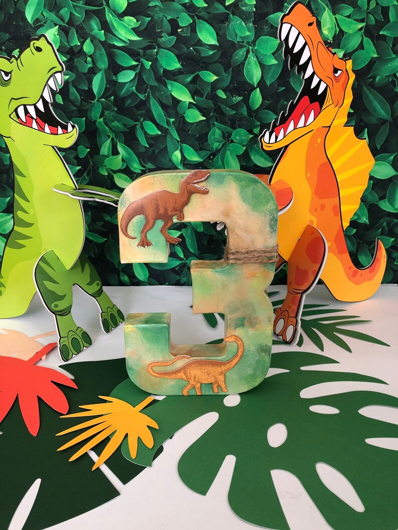 Dinosaur Birthday Party Decorated Number Jurassic Park - Etsy