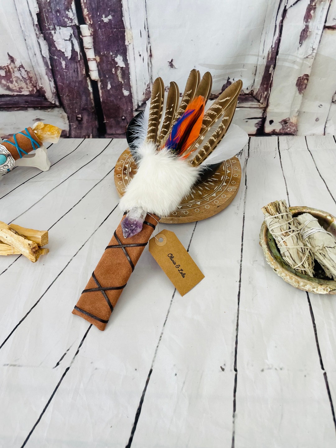 Smudge Feathers Fan Spiritual Cleanse Tool Rituals Pow Wow Ceremonies ...