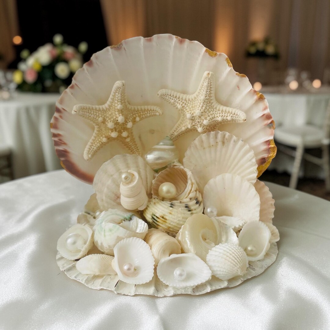 Sea Shells Cake Topper Wedding Cake Topper, Anniversaries, Beach Party ...