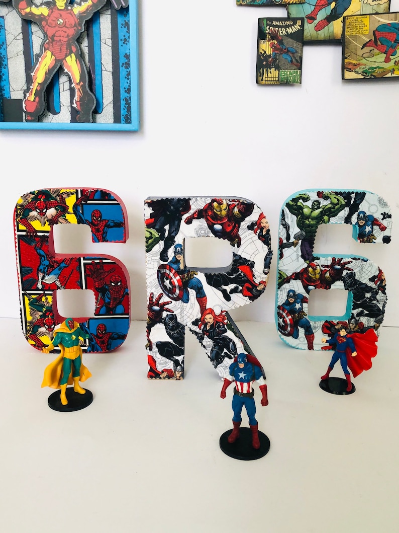 Superheroes Theme Numbers Super Heros Birthdays Room Decor - Etsy