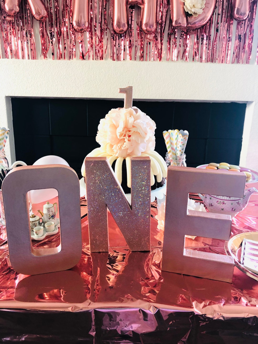 First Birthday Letters ONE Decorated Letters Photo Prop Party Decor - Etsy