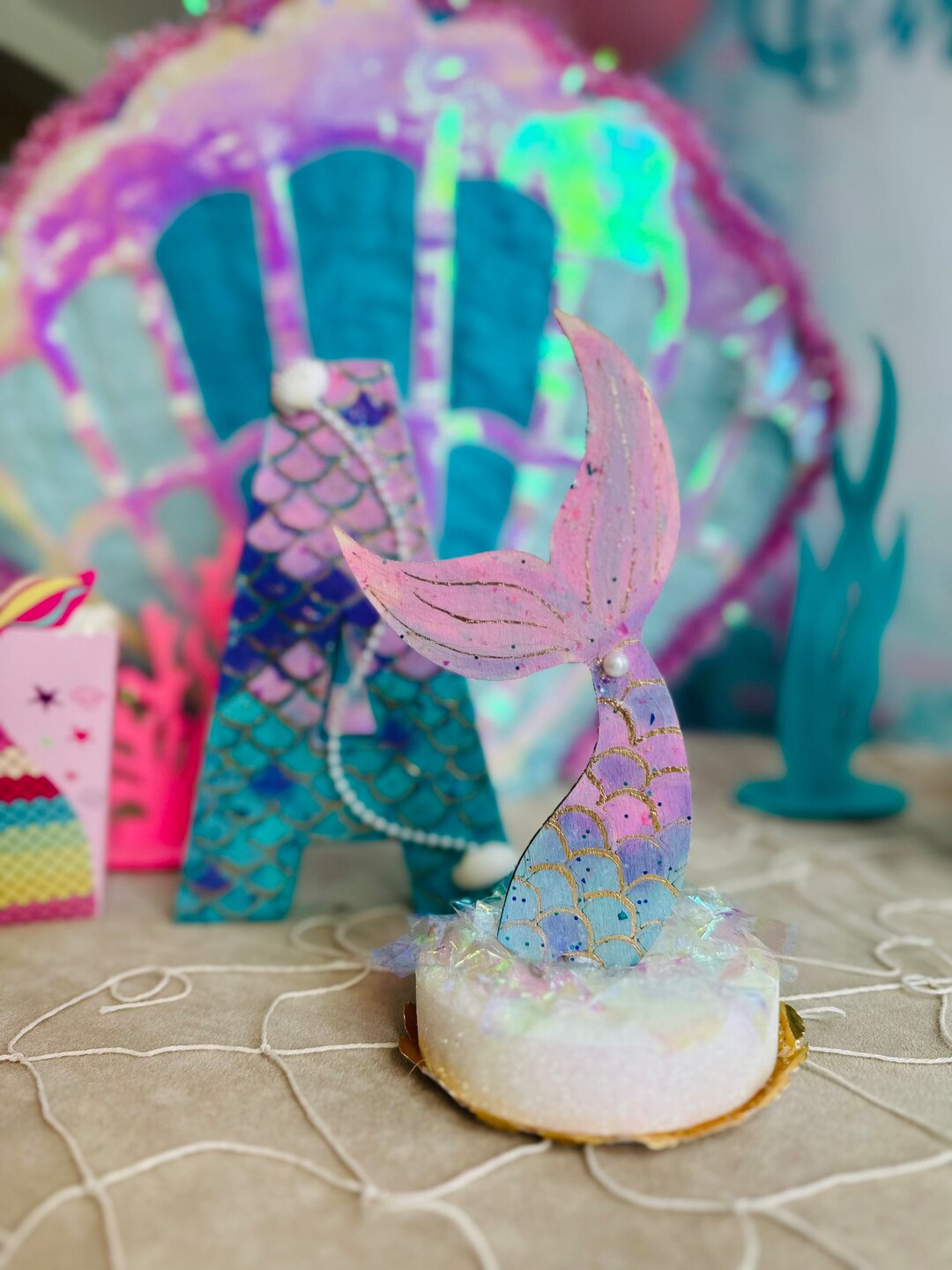 Mermaid Cake Topper Mermaid Tail Birthday Cake Topper, Under the Sea ...