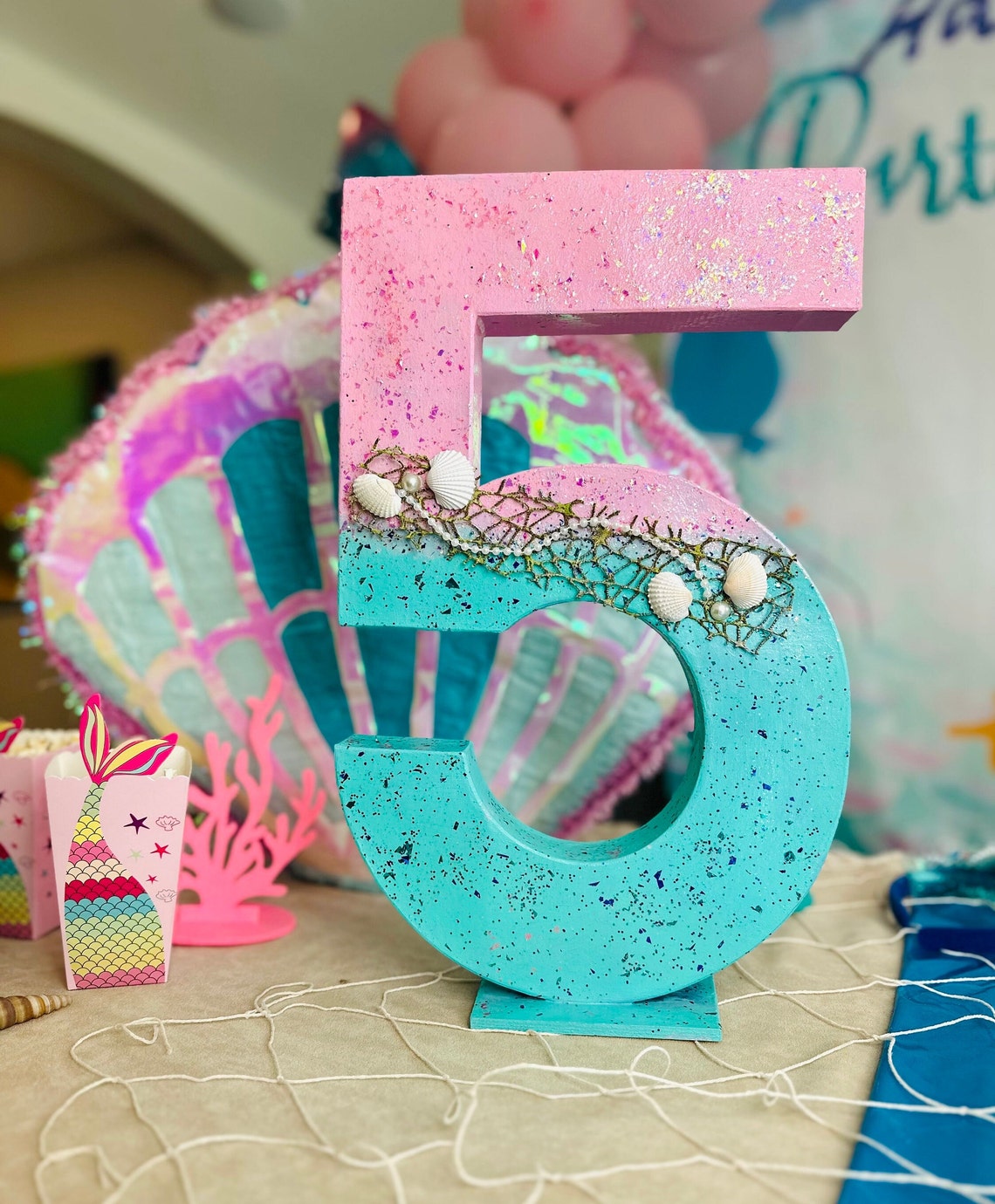 Mermaid Theme 16” Numbers Mermaid Birthdays Baby Showers Party Decor ...