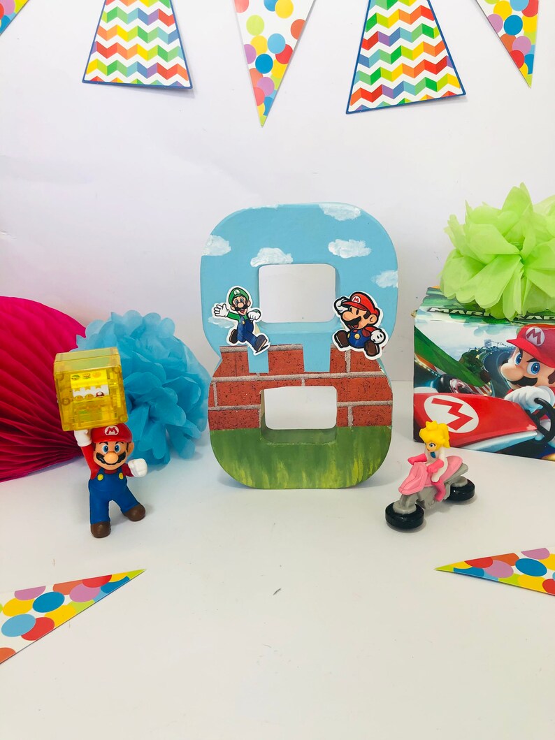 Super Mario Theme Numbers or Letters Mario Brothers Birthday | Etsy