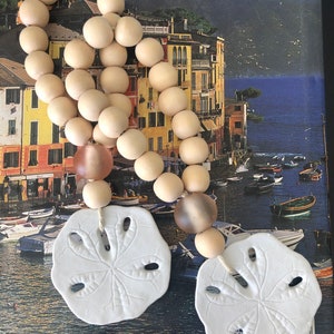 Garland Set Sand Dollar Shells and Wood Beads Tassels, Boho, Beach ...