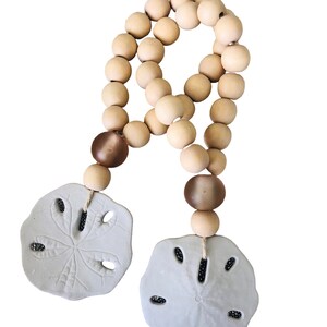 Garland Set Sand Dollar Shells and Wood Beads Tassels, Boho, Beach ...