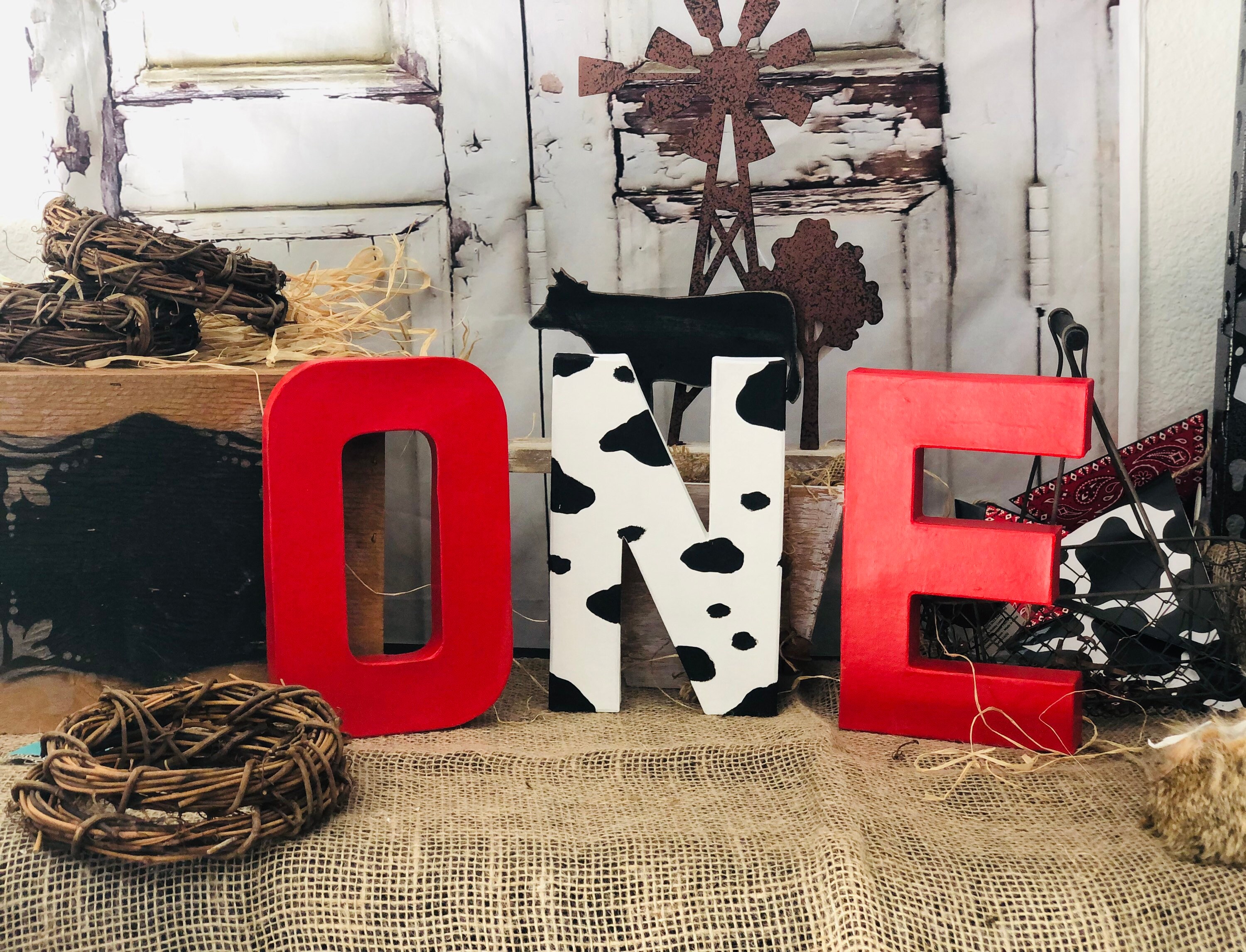 Cowboy/cowgirl Birthday Party Paper Mache Letters Cow Theme Party Photo ...