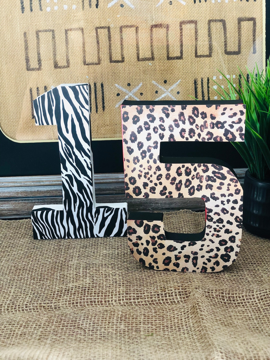 Animal Print Birthday Numbers Zebra Leopard Numbers Party Photo Prop ...