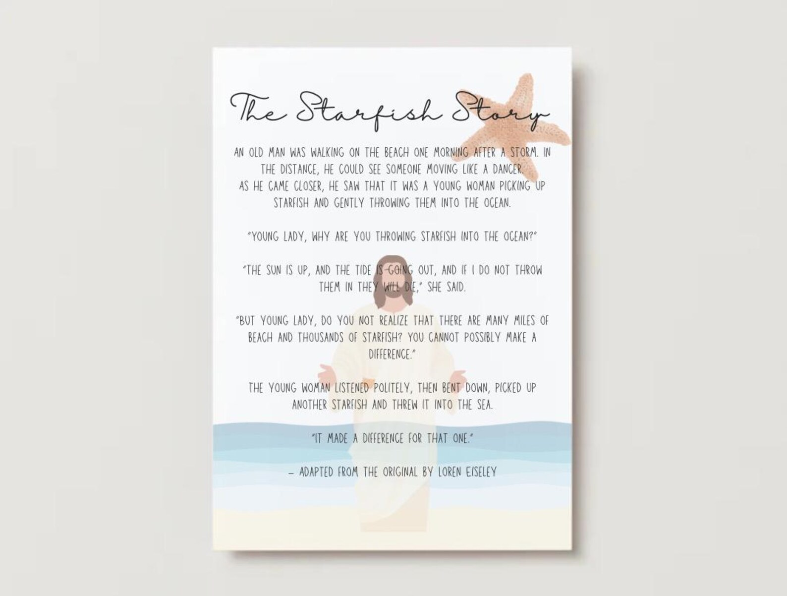The Starfish Story With Jesus Artwork - Etsy