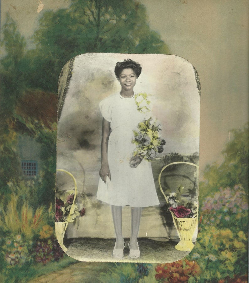 Sarah Calhoun Young Black Woman in the 40's in Staged Studio Floral ...