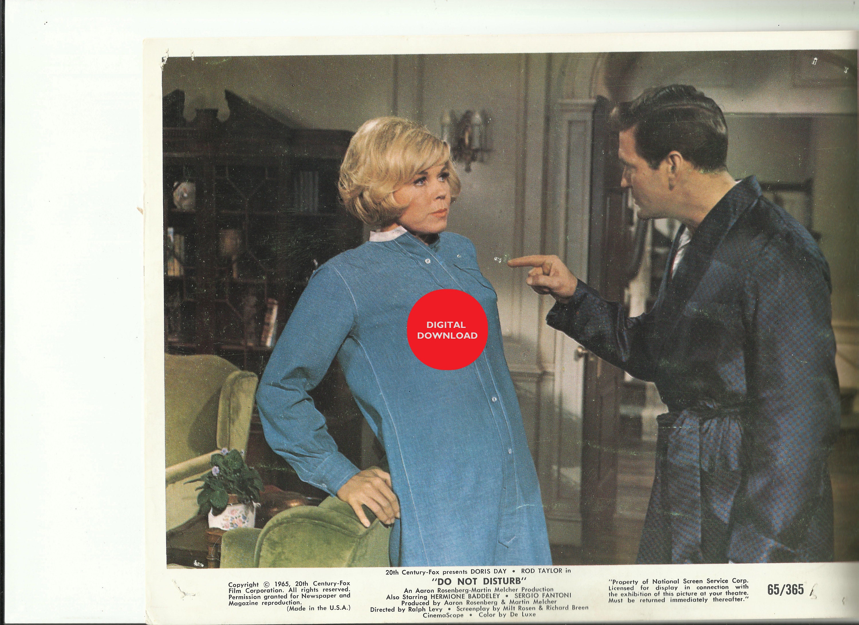 Doris Day and Rod Taylor "do Not Disturb" Color Photo 1965 Edition 65/ ...