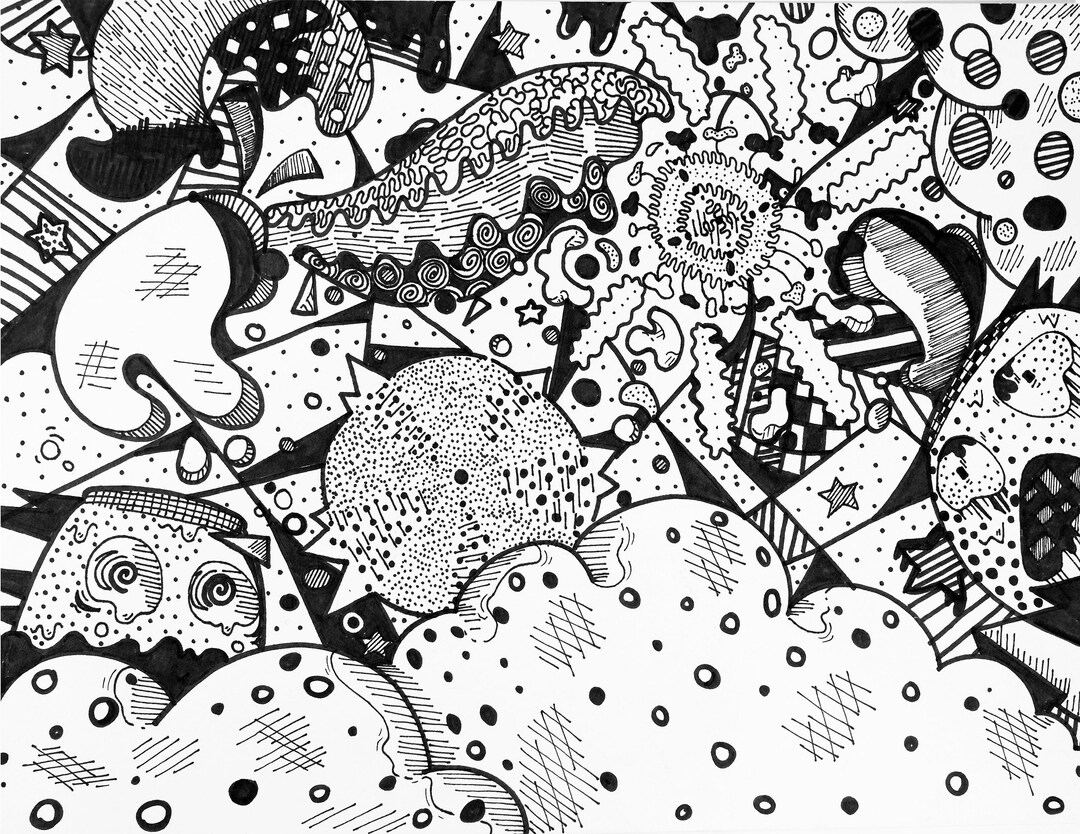 Texture Doodle Coloring Page Digital Download 8.5x11 - Etsy