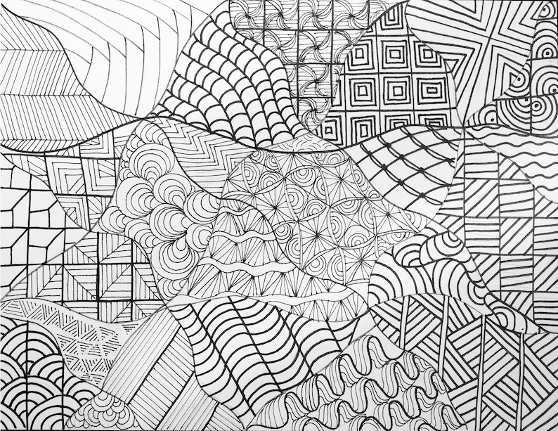 Adult Coloring Page Matrix Mosaic Patterns Instant Digital Download ...