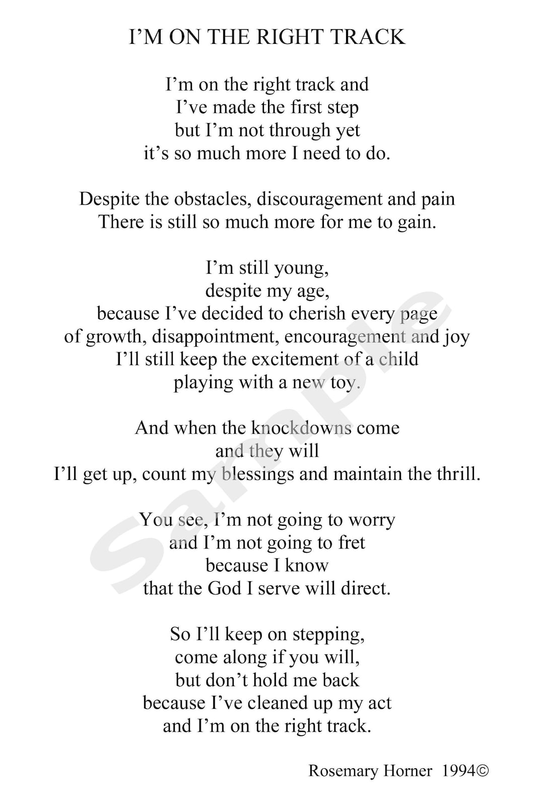 I'm on the Right Track-original Motivational Poem by Rosie Horner ...