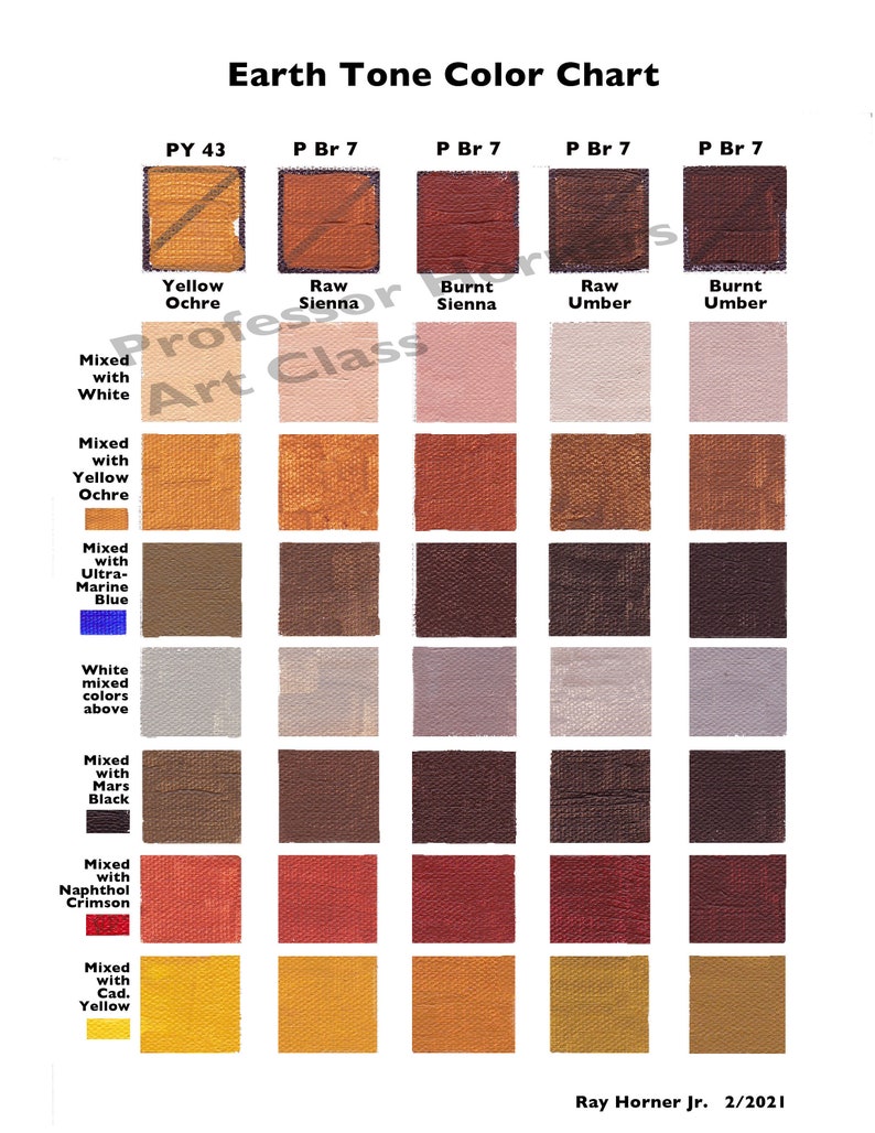 Art Color Chart With Earth Tones by Ray Horner Jr. Instant Self Print ...