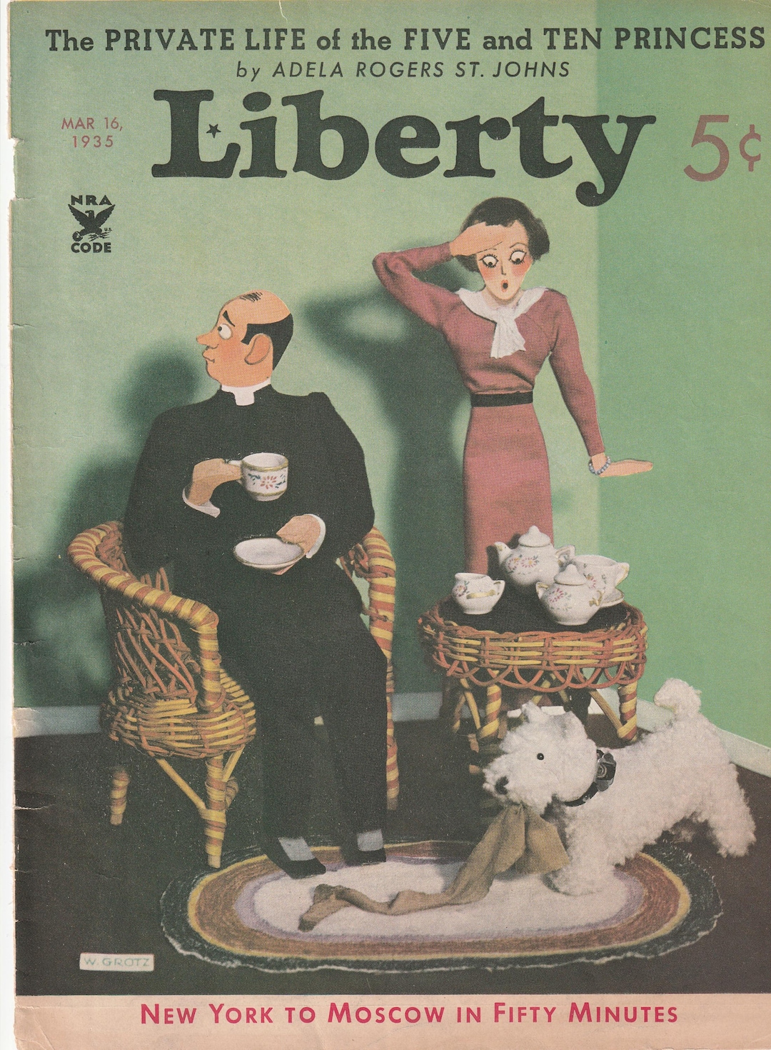 1935 Liberty Magazine Cover Illustrated by William Grotz With NRA Code ...