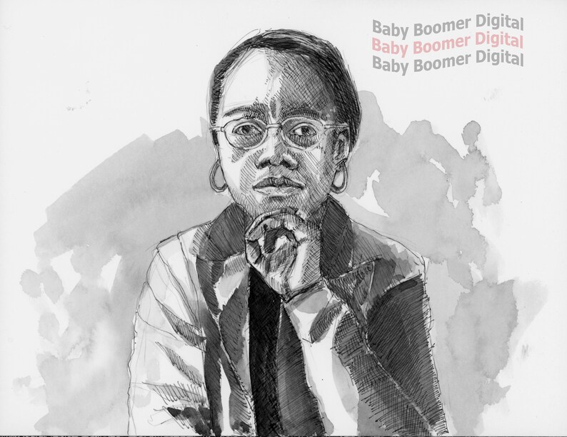 Thinkin" Drawing Pen and Ink Wash by Boomer Ray Horner Jr. 2023 Instant ...