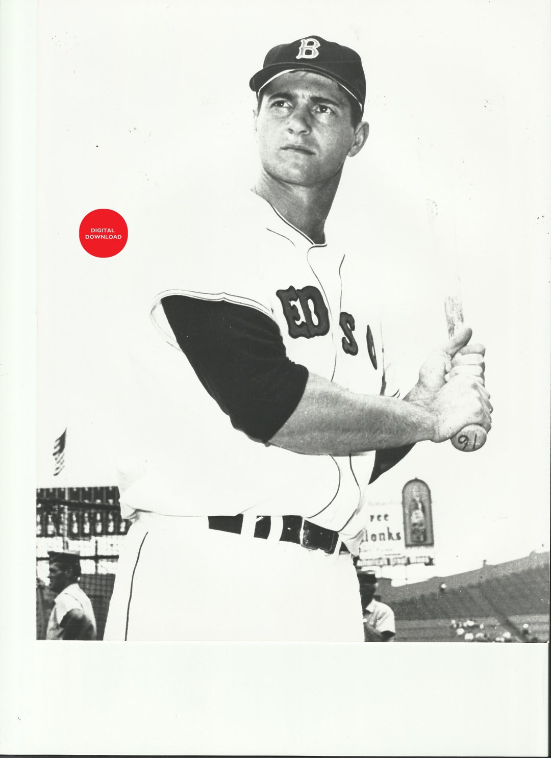 Unknown Baseball Player Black and White Photo Instant Digital Download ...