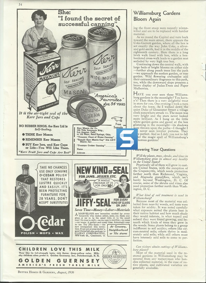 1936 Vintage Canning Mason Jar Caps O-cedar Polish Jiffy Seal ...