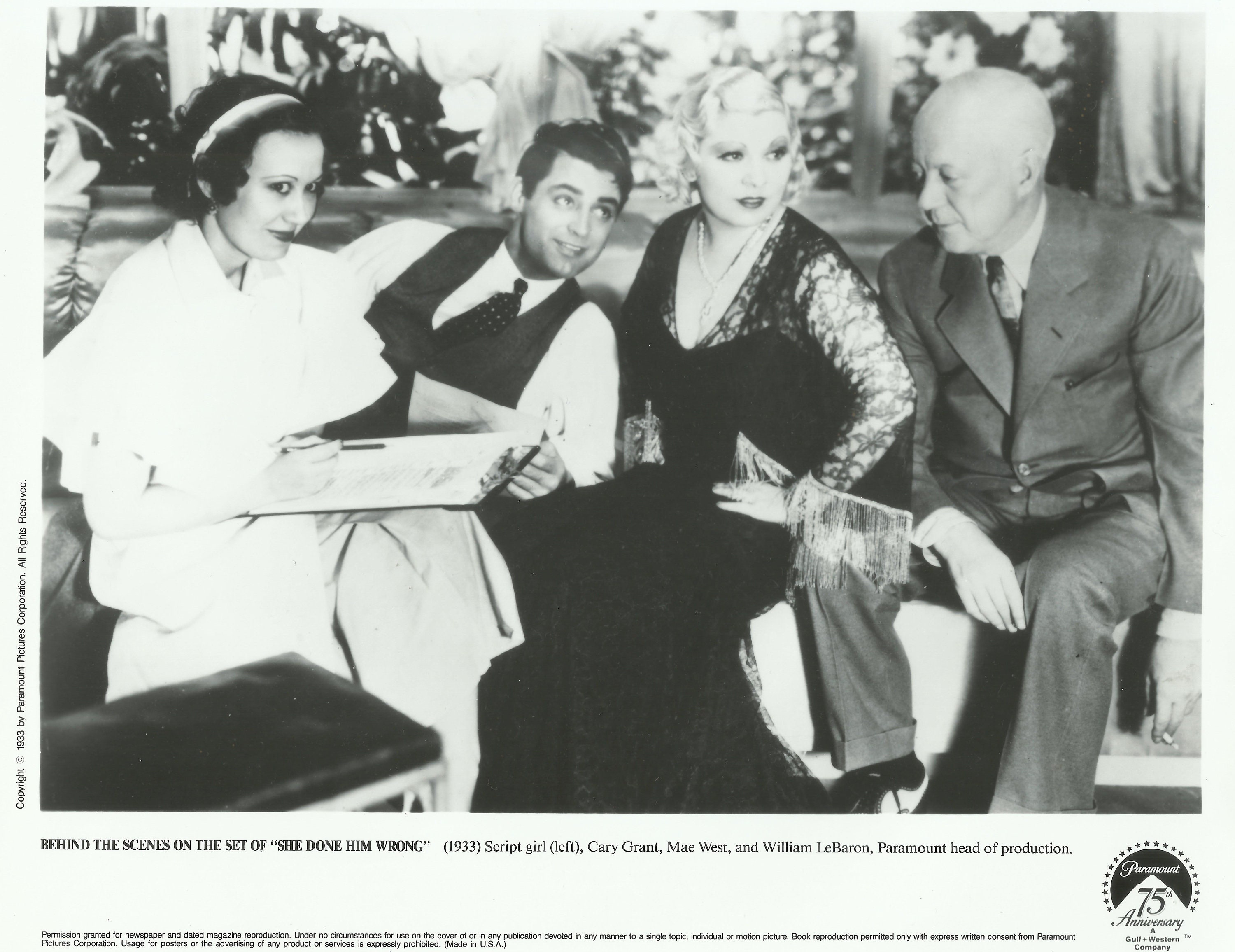 Behind the Scenes of Movie "she Done Him Wrong" 1933 Mae West Cary Grant William Lebaron Black ...