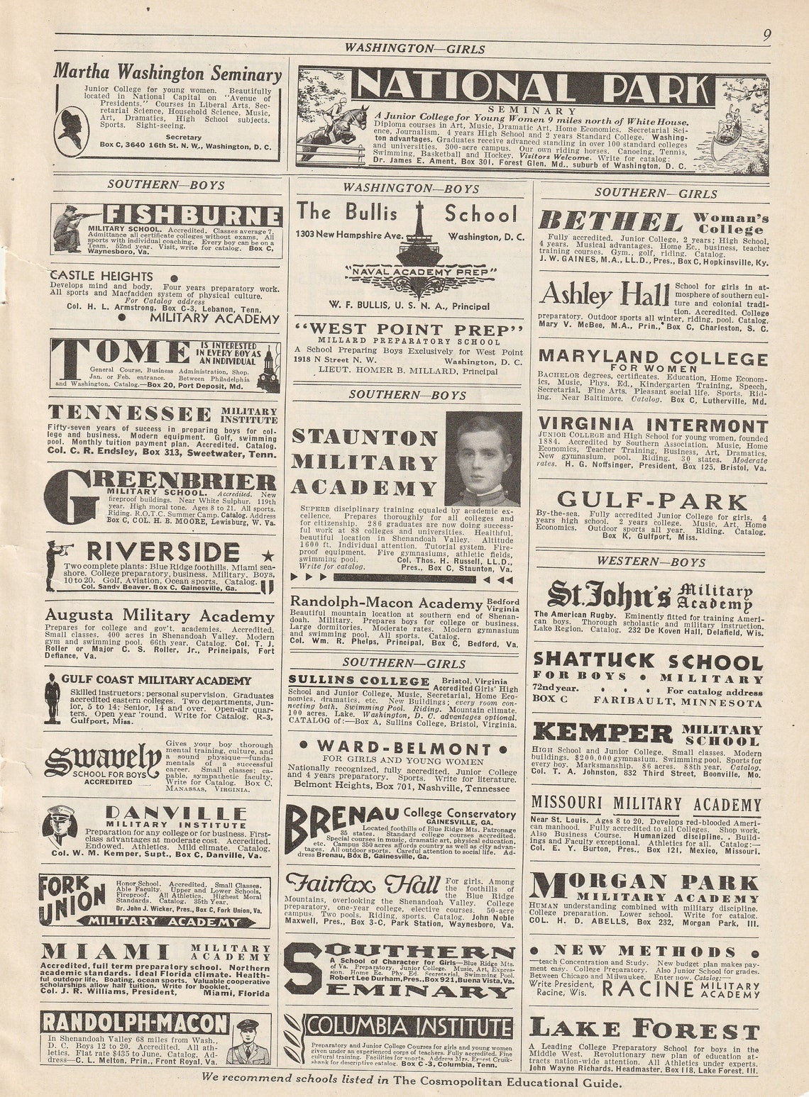 Cosmopolitan Educational Guide Magazine Ad Insert 1932 Cosmos Vintage ...