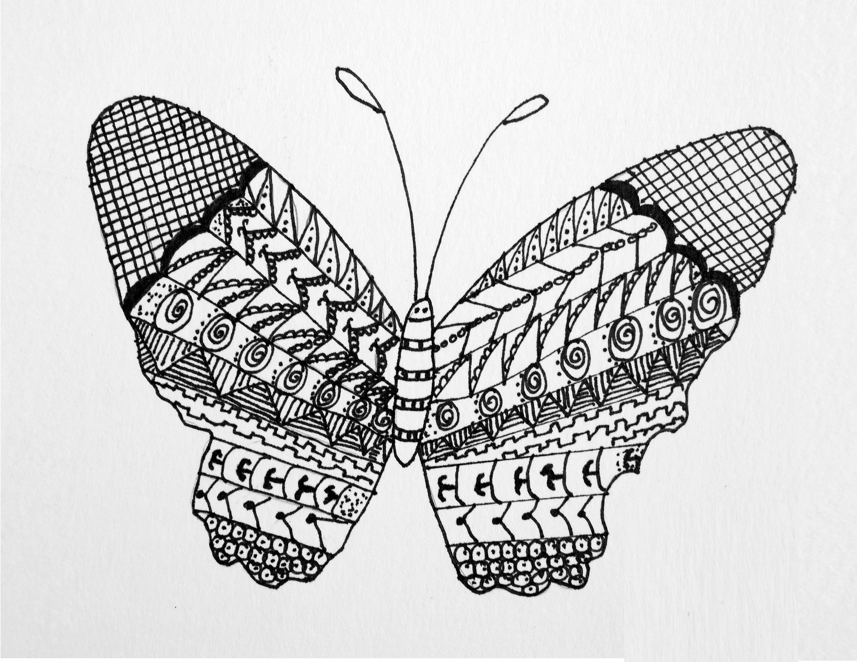 Doodle Time Coloring Page Butterfly Joy Instant Digital Download 8.5x11 ...