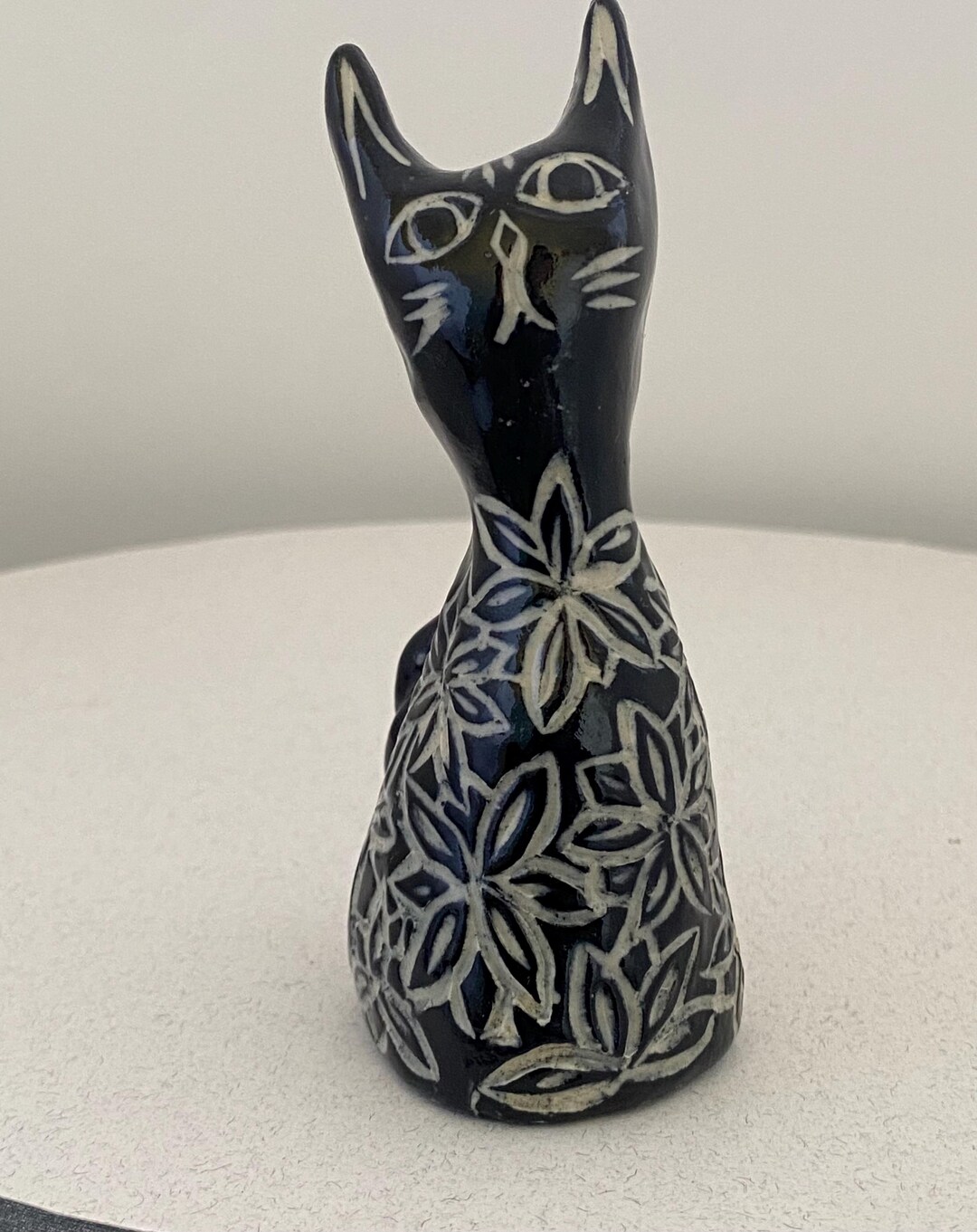 Deep Blue Ceramic Cat Figurine Hand Carved and Hand Sculpted Bud Vase ...