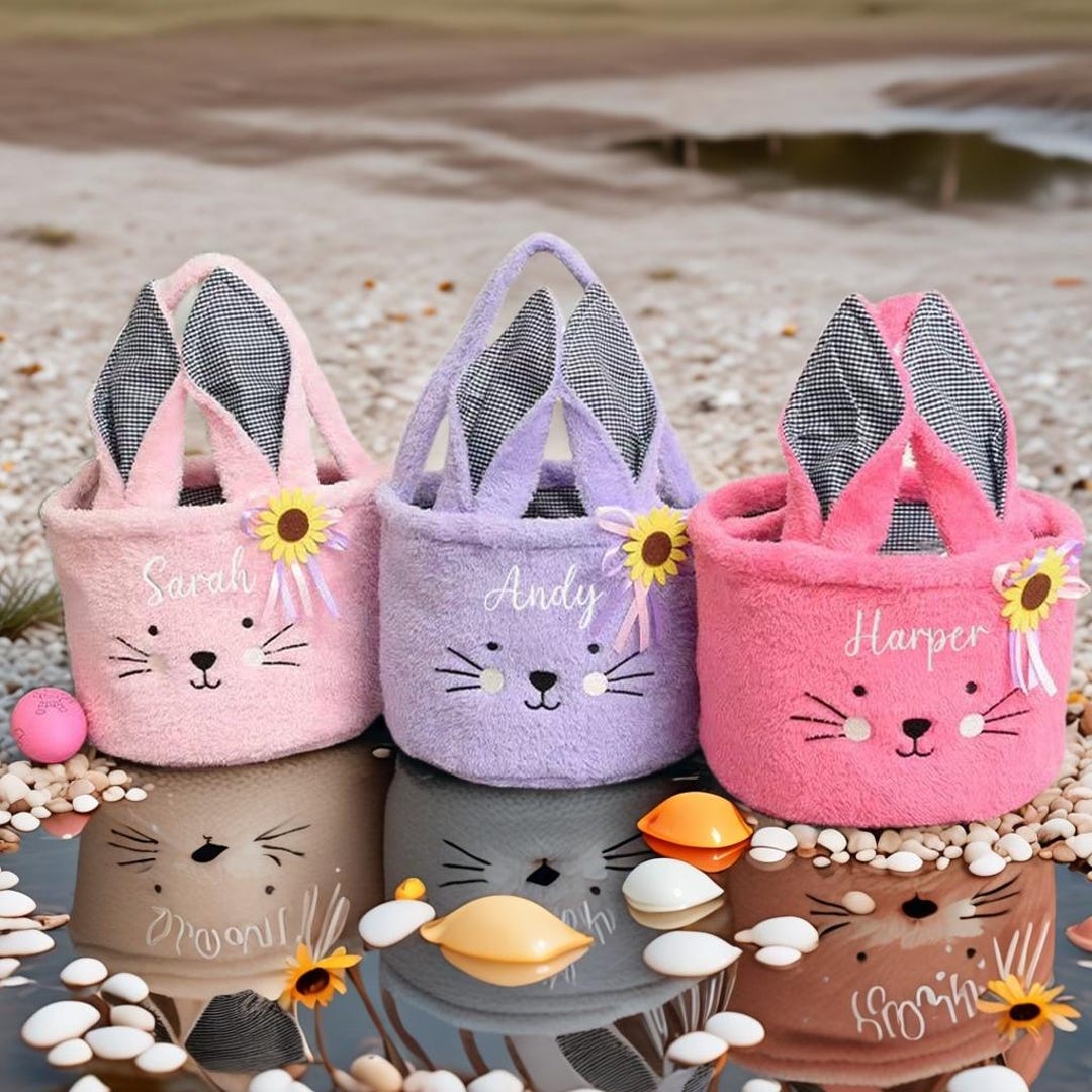 Personalized Plush Easter Basket,embroidered Easter Bunny Basket,custom ...