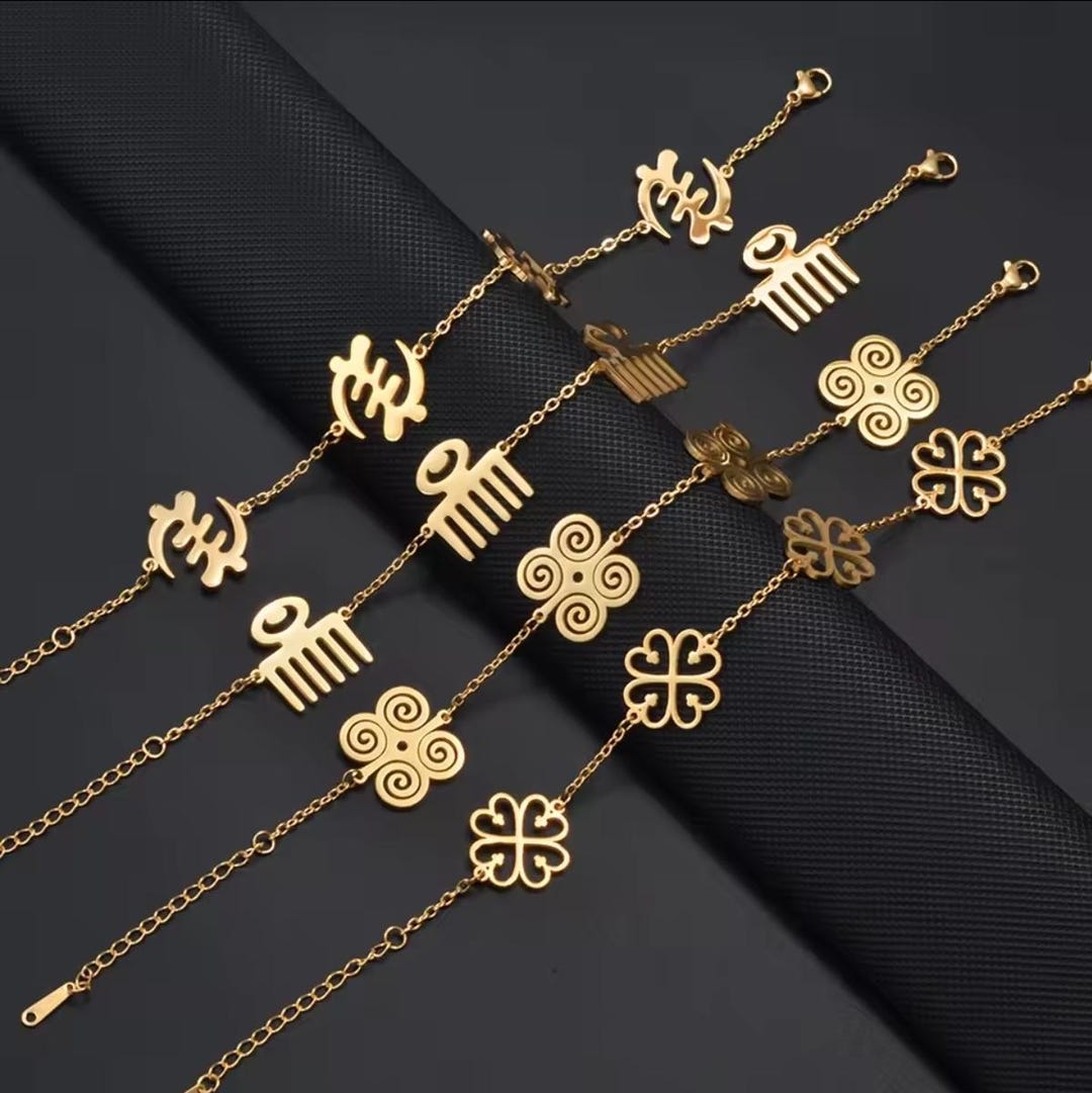 Adinkra Symbol Charm Bracelets, African Symbols Jewelry, Gye Nyame ...