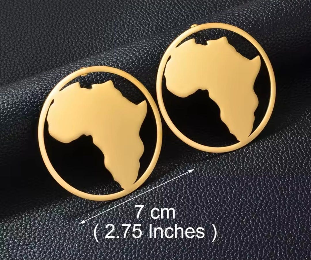 Gold African Map Earrings, Stainless Steel Motherland Jewelry - Etsy