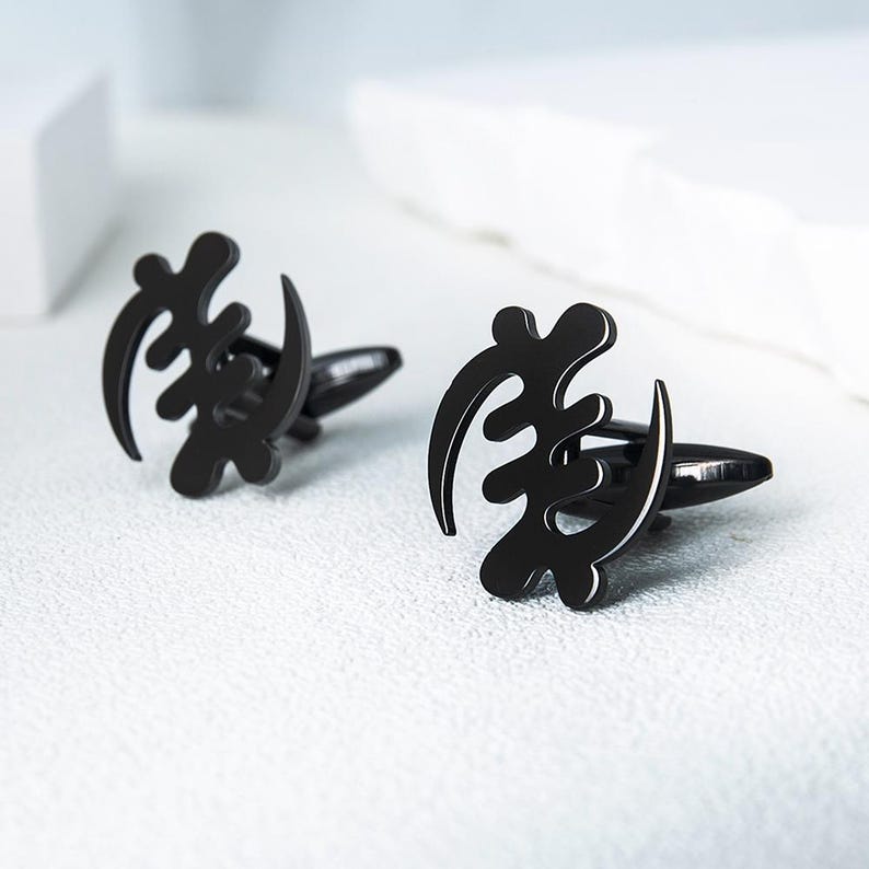 Gold Adinkra Symbol Cufflinks, Gye Nyame Men's Cufflinks, Black, Silver ...