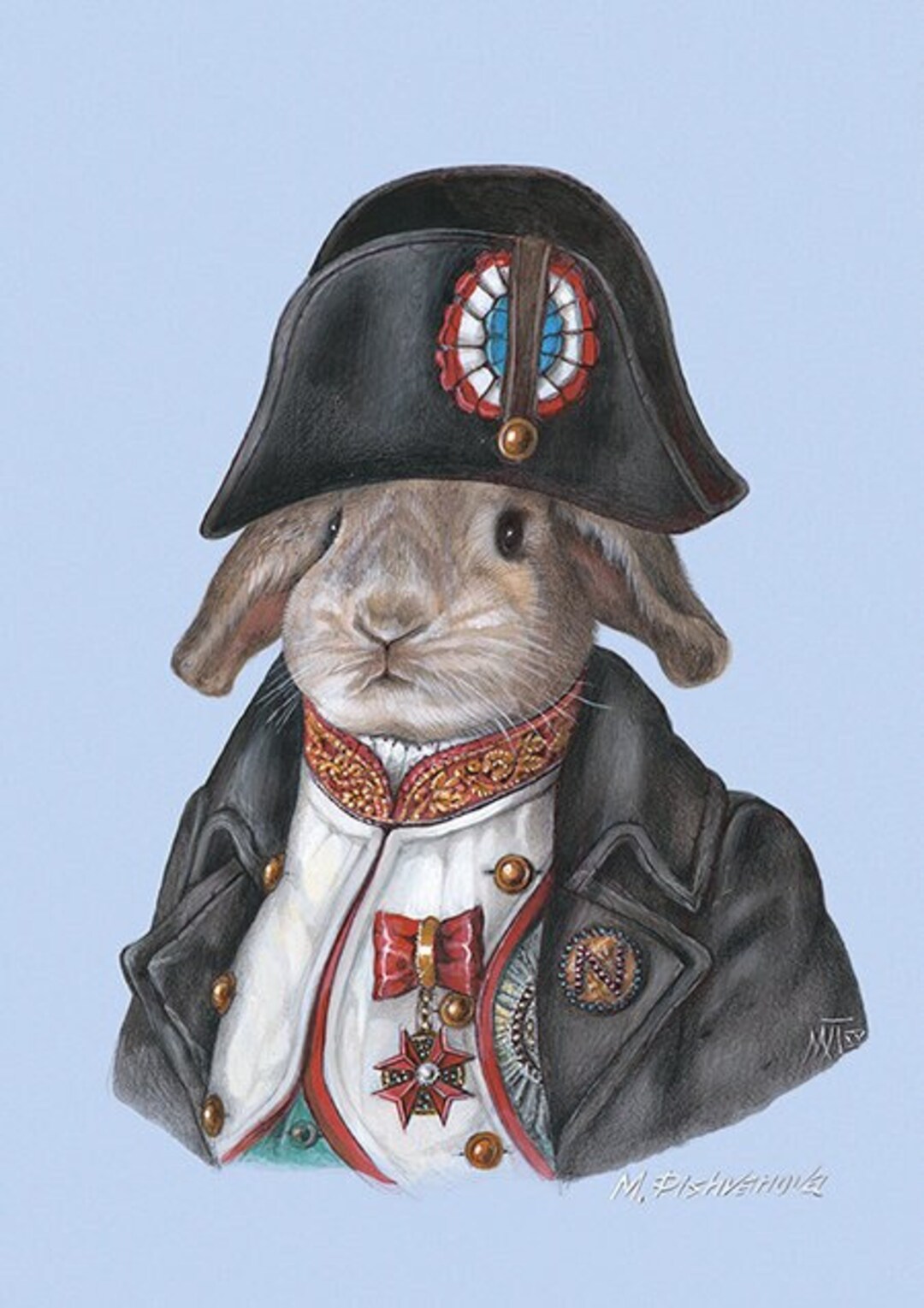 Bunny Rabbit Print Napoleon Bonaparte Art Bunny Gifts Napoleonic - Etsy