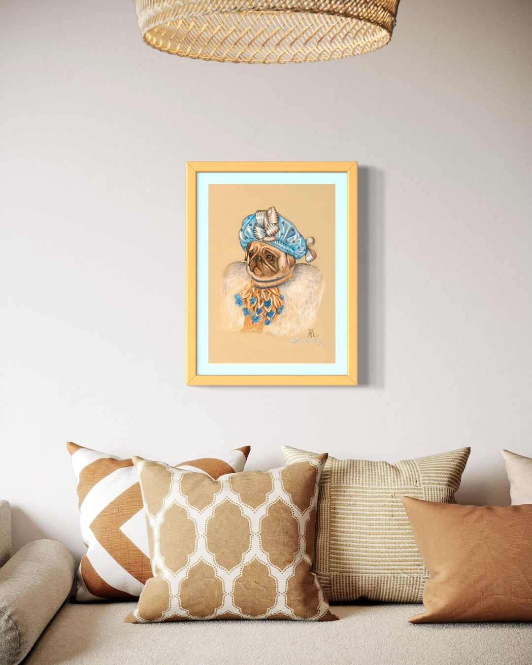 Princess Pug / Pug Wall Decor / Cute Pug Art Print / Pug Painting / Pug ...