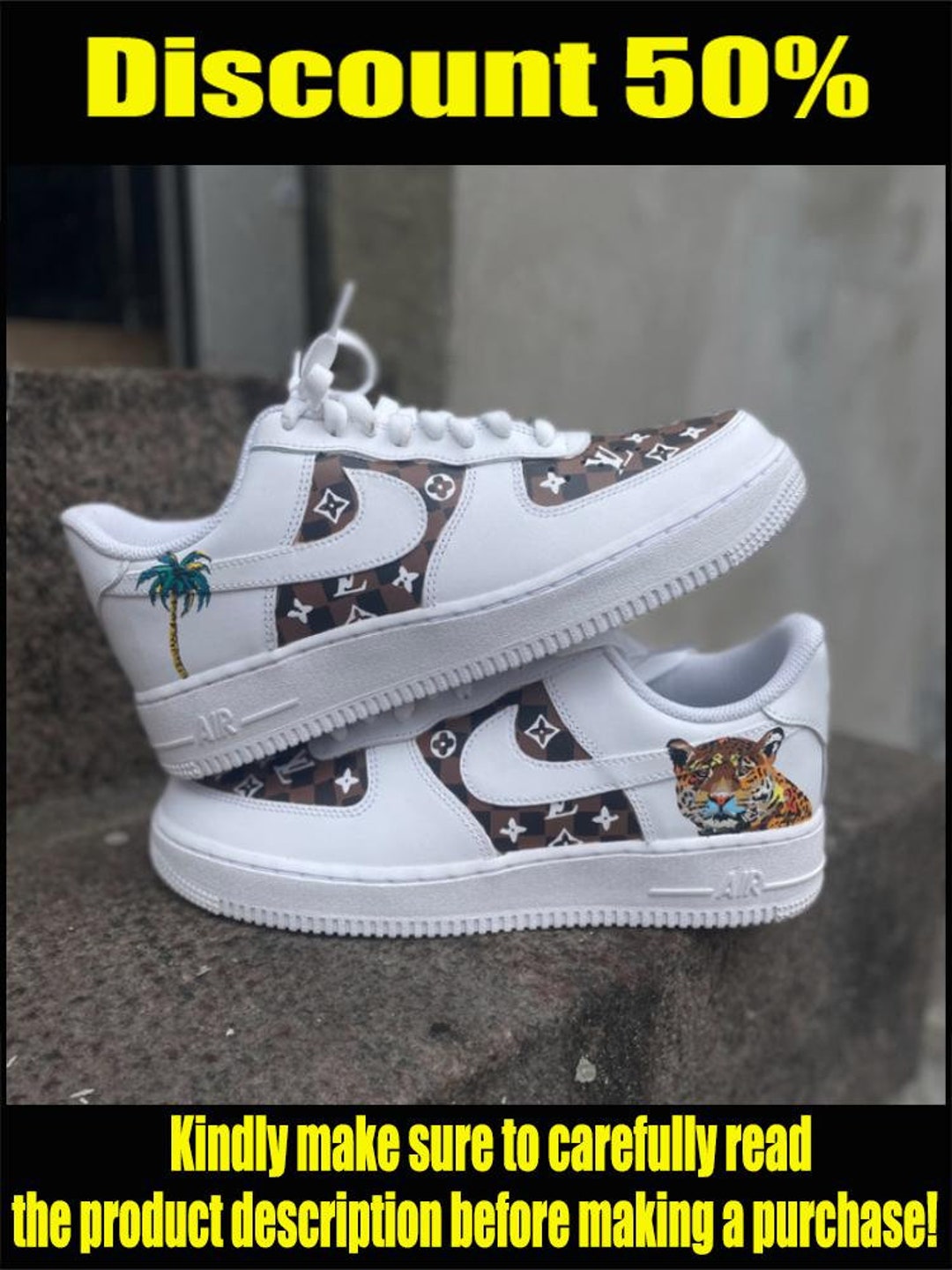 Custom AF1 Brown Monogram Tiger Custom Personalized Air - Etsy