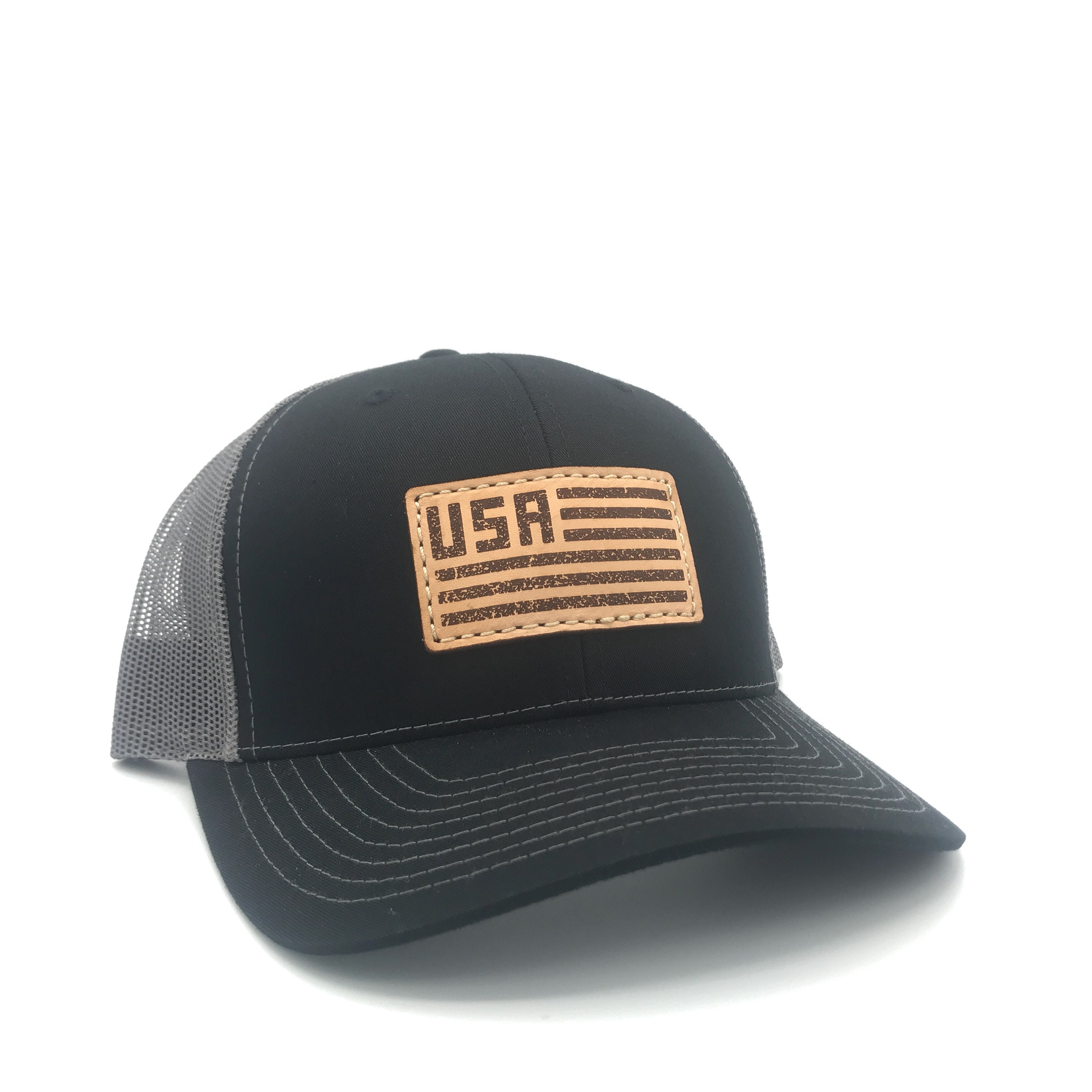 USA Flag Leather Patch Hat - Etsy