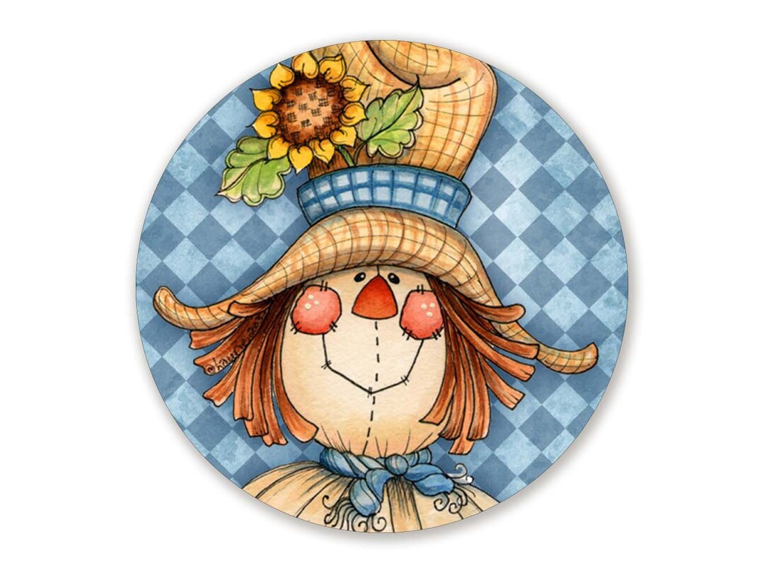 Blue Scarecrow Wreath Sign for Fall Wreaths Choose Your Size - Etsy