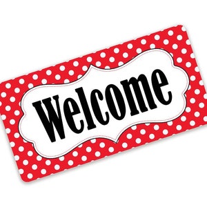 Red and White Polka Dot Welcome Metal Wreath Sign - Etsy