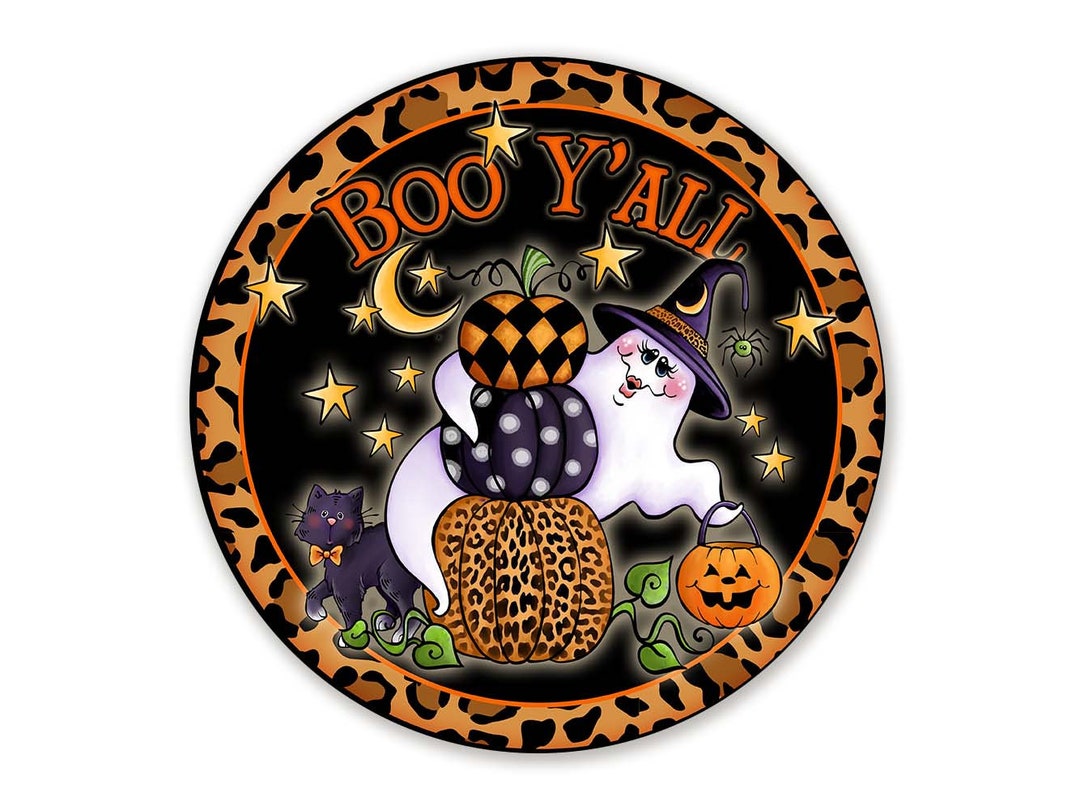 Boo Y'all Ghost and Pumpkin Sign for Halloween Wreaths - Etsy