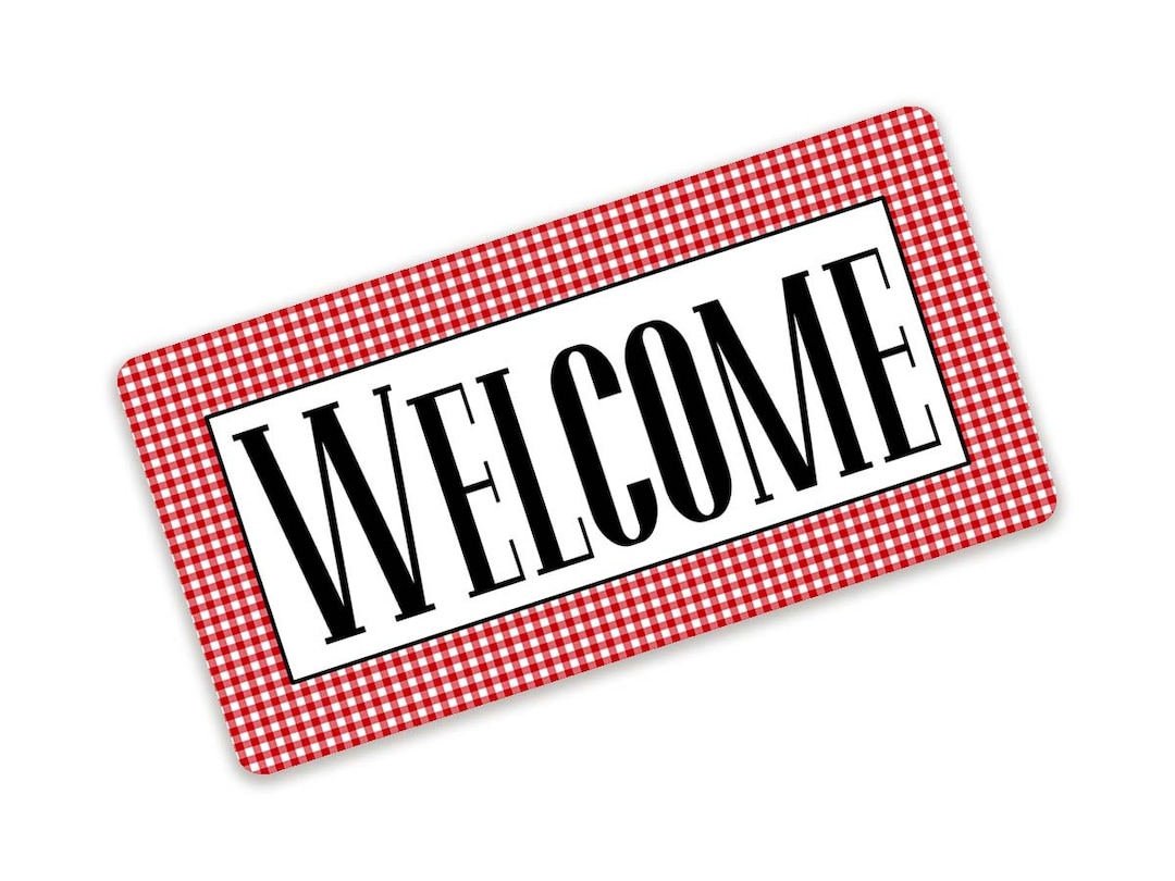 Red and White Gingham Plaid Welcome Sign Plaid Metal Sign - Etsy