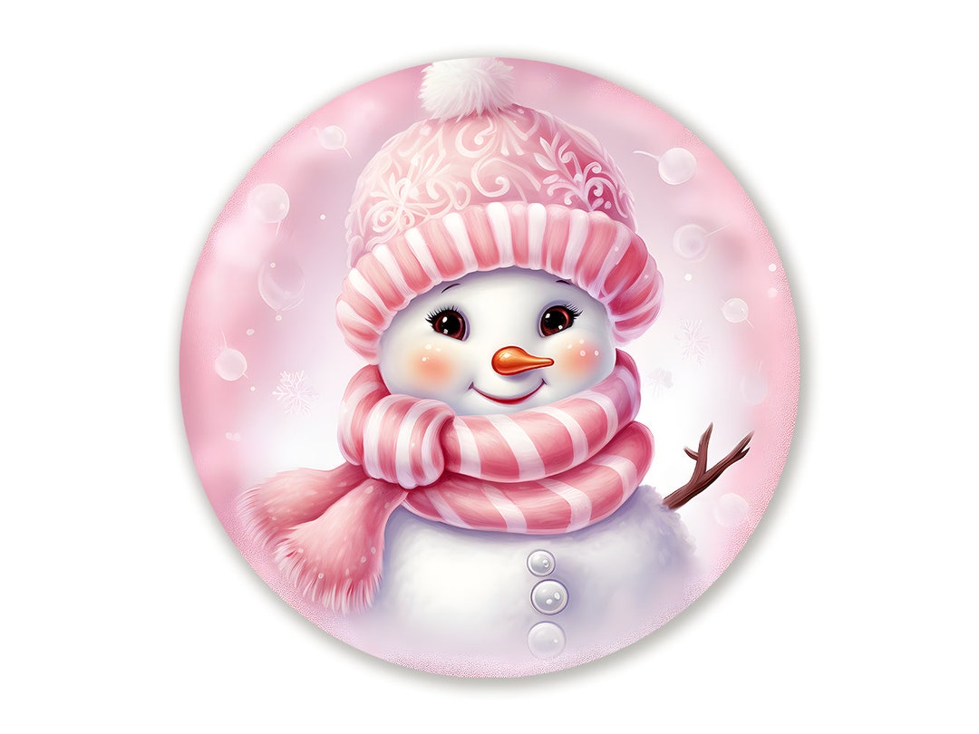 Pink Snowman Wreath Sign, Christmas Snowman Wreath Attachment, Signs ...