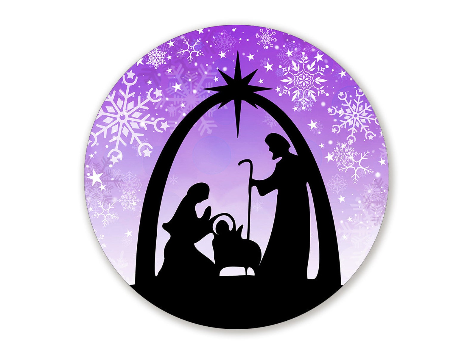 Purple Nativity Scene Circle Shaped Christmas Wreath Sign - Etsy