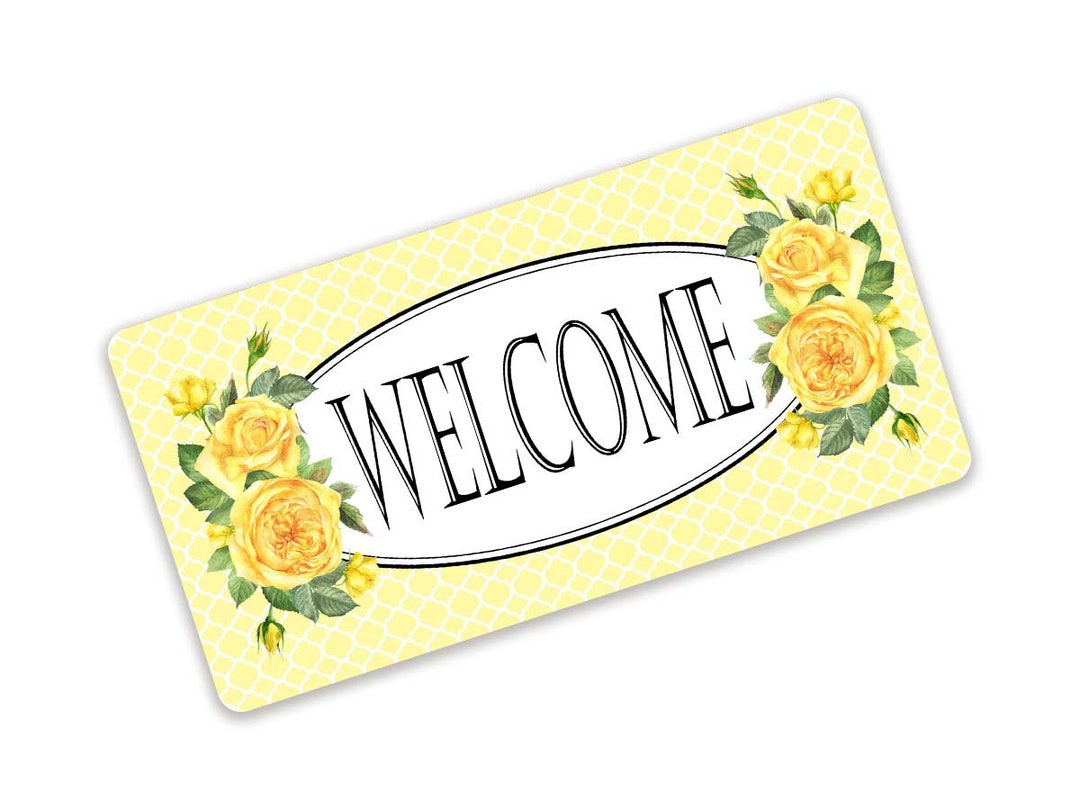 Yellow Rose Floral Welcome Sign for Spring Wreaths Floral Garden Gate ...