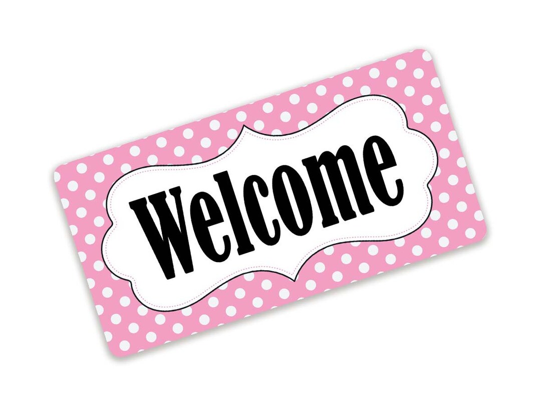 Light Pink and White Polka Dot Welcome Metal Wreath Sign - Etsy