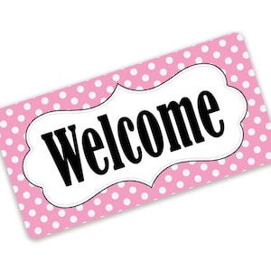 Light Pink and White Polka Dot Welcome Metal Wreath Sign - Etsy