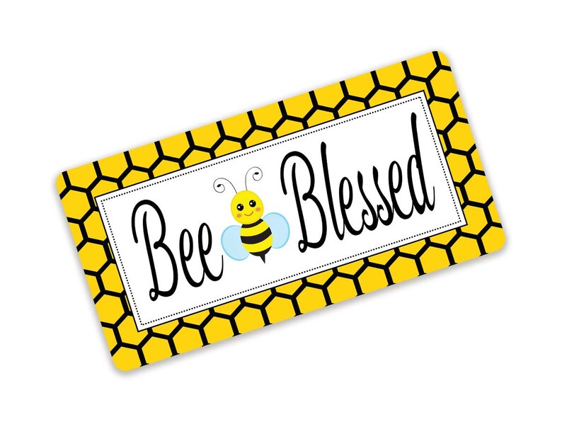 Cursive Bee Blessed Honeycomb Print Yellow and Black Bee - Etsy