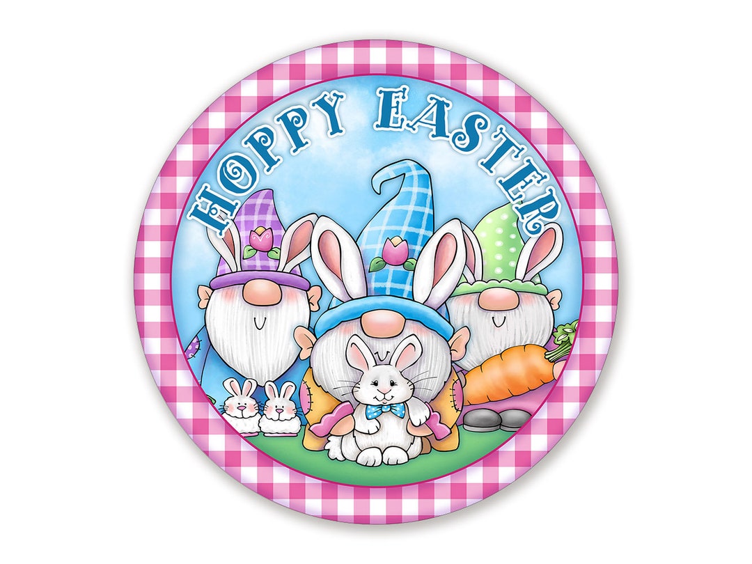 Hoppy Easter Bunny Gnome Spring Wreath Sign Choose Your Size - Etsy