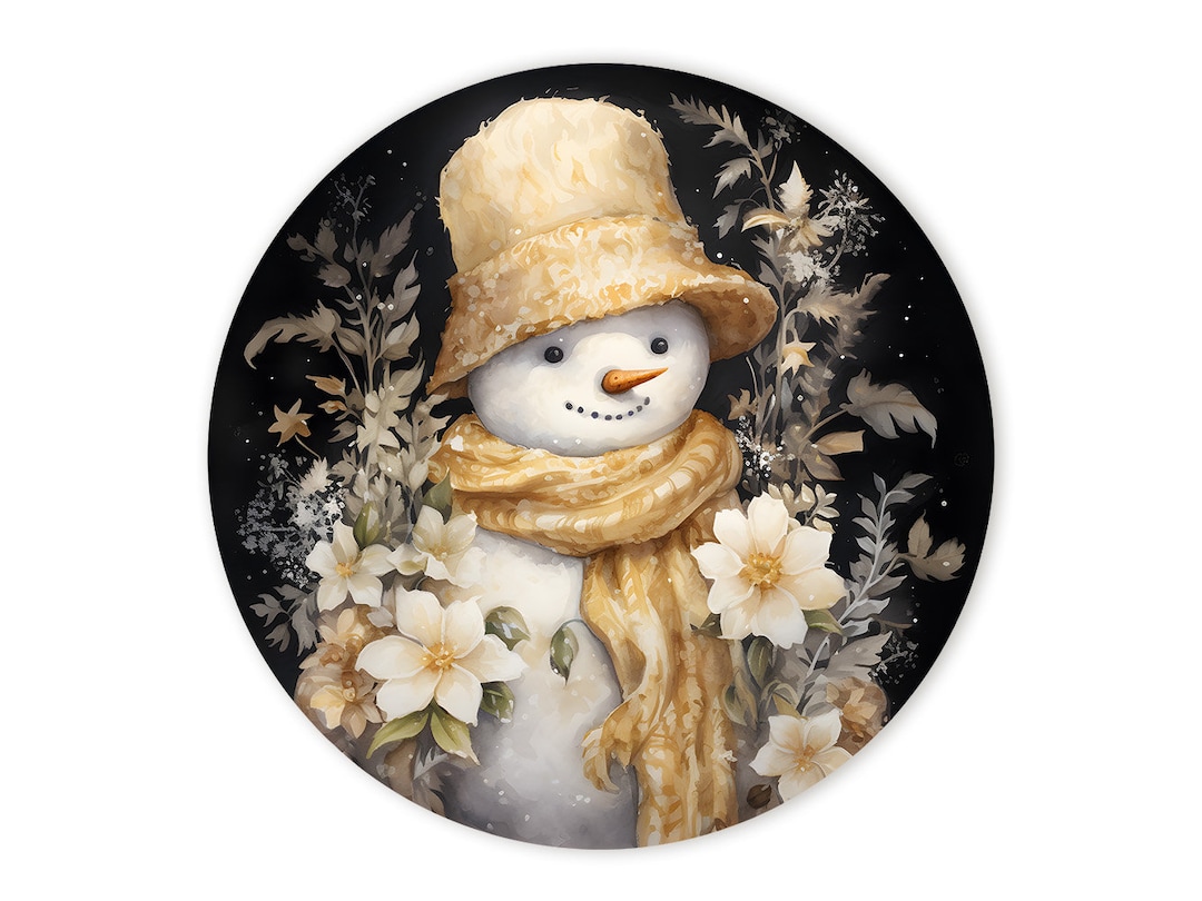 Gold Snowman Wreath Sign Christmas Snowman Wreath Attachment - Etsy