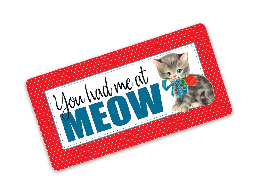 You Had Me at Meow Red and White Polka Dot Sign for Cat - Etsy