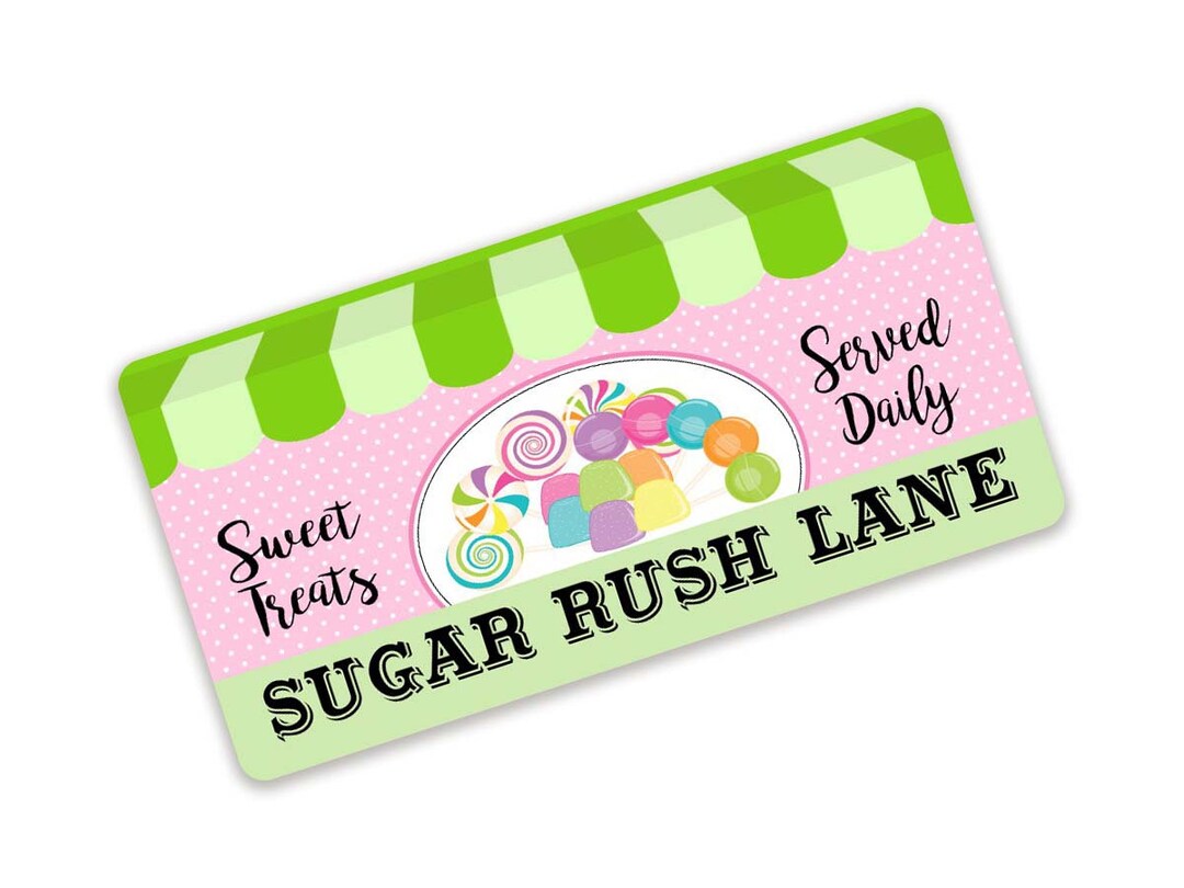 Sugar Rush Lane Metal Wreath Sign Candy Shop Sweet Treats Served Daily ...